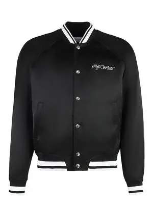 Off-White College Satin Bomber Jacket - Black