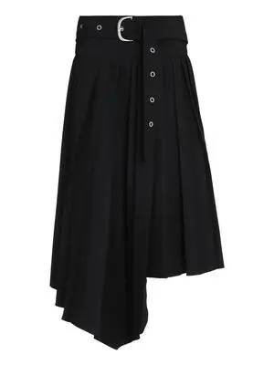 Off-White Asymmetrical Pleated Skirt With Belt - Black
