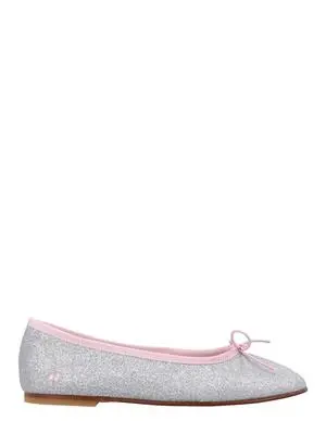 Bonpoint Glitter Ballerina Flats With Bow Detailing - Argento