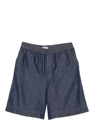 Loewe Wide-leg Drawstring Shorts In Silk & Nylon - Blue