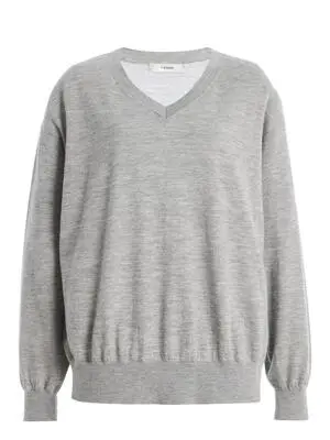 FRAME Cashmere V-neck Sweater - Grey