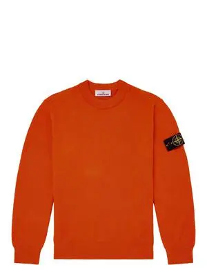 Stone Island Ribbed Cotton Crewneck Sweater - Orange