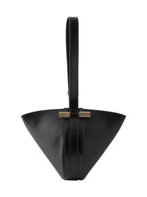 Victoria Beckham Portofino Dia Satin Clutch With Leather Trim - Black