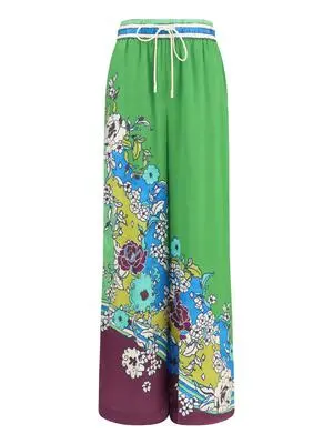 ALEMAIS Nanci Silk Floral Print Wide-leg Pants - Multicolour