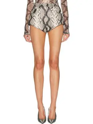 Lapointe Faux Stretch Python Mini Short - Python Print