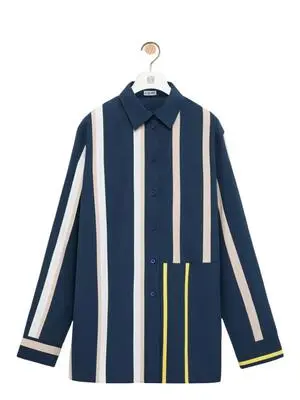Loewe Striped Patchwork Cotton Poplin Shirt - Multicolor