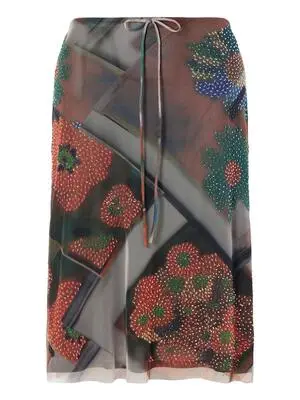 Staud Lucia Beaded Tulle Midi Skirt - Multi