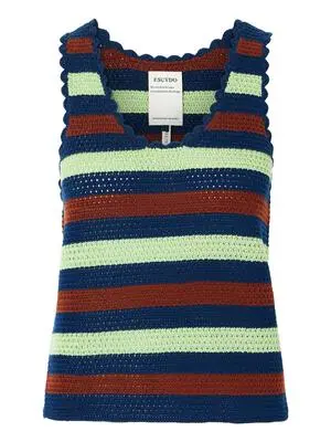 Escvdo Santos Striped Crocheted Cotton Tank - Multi