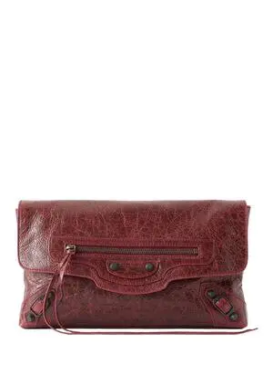 Balenciaga Le City Crinkled-leather Clutch - Red