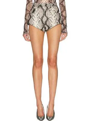 Lapointe Faux Stretch Python Mini Short - Python Print