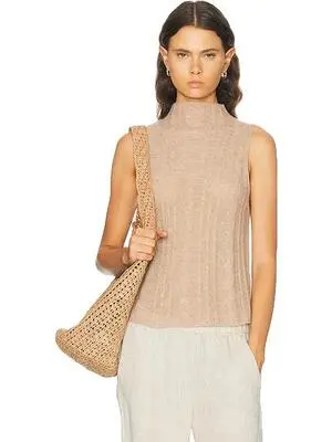 Sablyn Salvia Sleeveless Cable Turtleneck Sweater - Dune