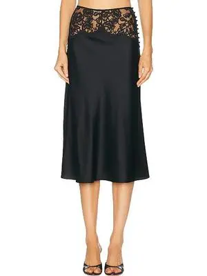 Kiki De Montparnasse Lace Trim Midi Skirt - Black