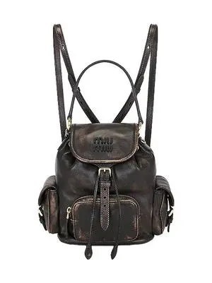Miu Miu Lambskin Leather Backpack - Caffe