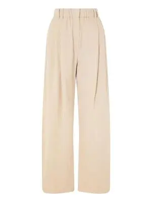 Brunello Cucinelli Pleated Corduroy Wide-leg Pants - Neutrals