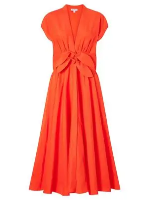Alaïa Knotted Woven Midi Dress - Red