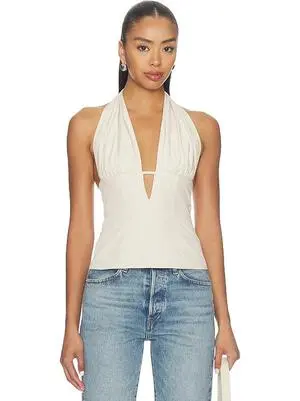 ALL THE WAYS Halterneck Top With Smocked Back - Cream
