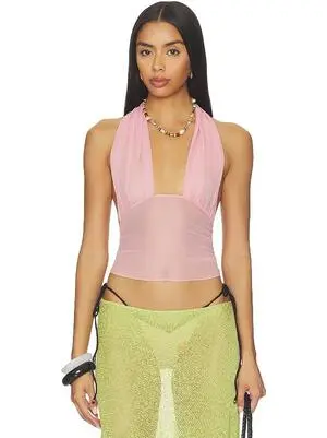INDAH Halter Top With Gathered Tie-back Detail - Ballet