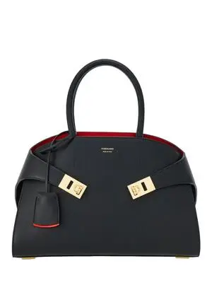 FERRAGAMO Small Hug Leather Tote Bag - Black