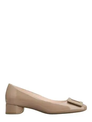 ROGER VIVIER Patent Leather Ballet Flats With Buckle Detail - Beige
