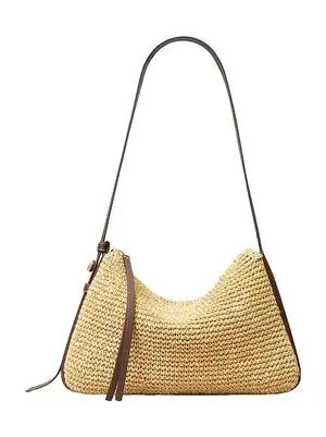 Tory Burch Romy Straw Shoulder Bag - Tan