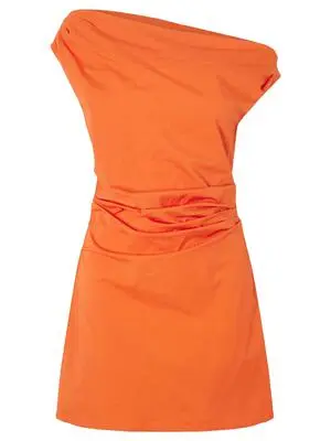 Staud Phare Draped One-shoulder Mini Dress - Orange