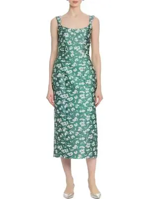 MARKARIAN Numa Floral-brocade Corset Midi Dress - Green