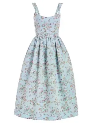MARKARIAN Floral-ikat Midi Dress - Blue