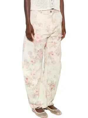 VICOLO Floral Print Trousers - Neutrals