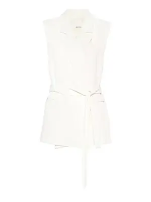 VICOLO Belted Sleeveless Waistcoat - Neutrals
