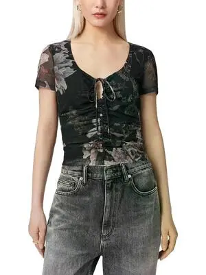 ALLSAINTS Slim Fit Ruched T-shirt - Black