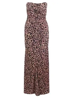 Essentiel Antwerp Leopard-print Cut-out Maxi Dress - Brown