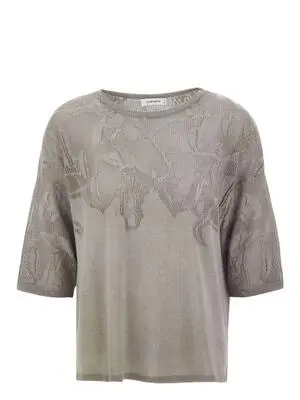 KANGRA Openwork Knit Cotton Top - Grey