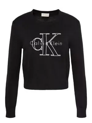 Calvin Klein Embroidered Logo Sweater - Black