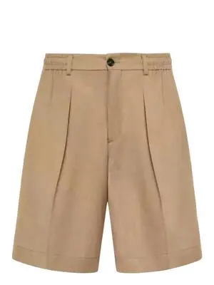 BE ABLE Pleated Wide Leg Shorts - Neutrals
