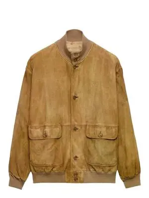 Prada Suede Blouson Jacket - Neutrals