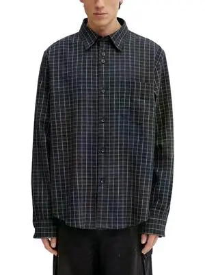 WALES BONNER London Check-pattern Long-sleeve Shirt - Blue