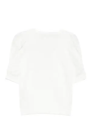 Dkny V-neck Puff-sleeve Top - Neutrals