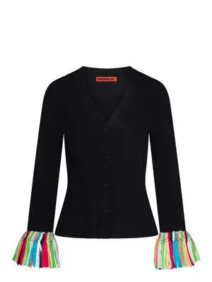 SIMONMILLER Cara Fringe-trim Cardigan - Black