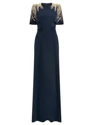 Jenny Packham Jenny Packham Embellished Petal Dress Blue