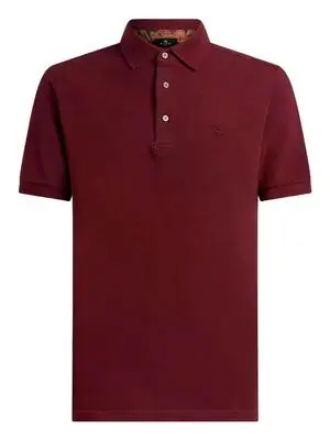 Etro Plain-colored Cotton Polo Shirt With Printed Details - Red