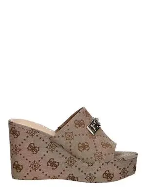 Guess Evenza Logo-pattern Wedge Sandals - Neutrals