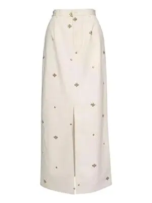 MULLER OF YOSHIOKUBO Stud-embellished Maxi Skirt With Front Slit - Neutrals