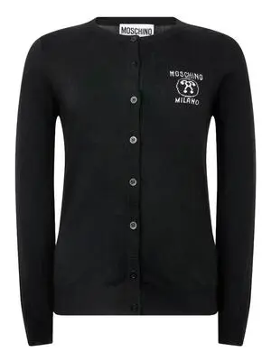 Moschino Embroidered Virgin Wool Cardigan - Black