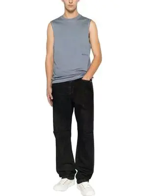 REPLAY Logo Print Sleeveless Top - Grey