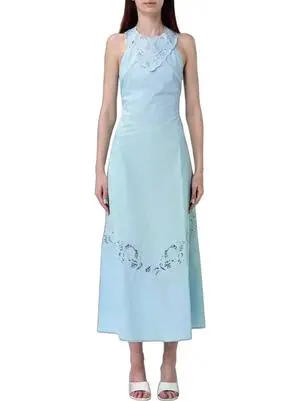 TWINSET TWINSET Broderie Anglaise Halterneck Maxi Dress Blue