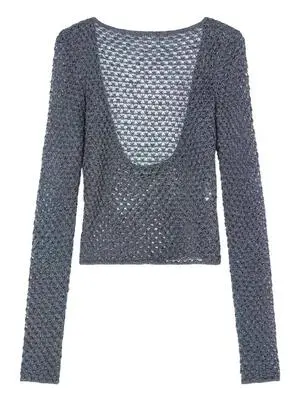 Giorgio Armani Open-knit Scoop-back Sweater - Grey