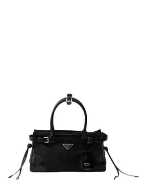 Prada Bonnie Small Re-nylon And Leather Handbag - Black