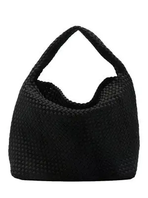 MARREA Large Woven Shoulder Bag - Black