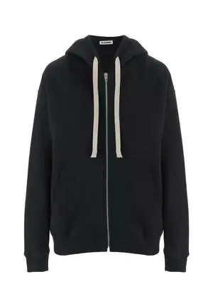 JIL SANDER Logo Print Zip-up Hoodie - Blue