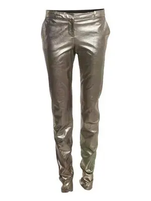 DIANE VON FURSTENBERG DVF Diane Von Furstenberg Everly Metallic Coated Leather Trousers